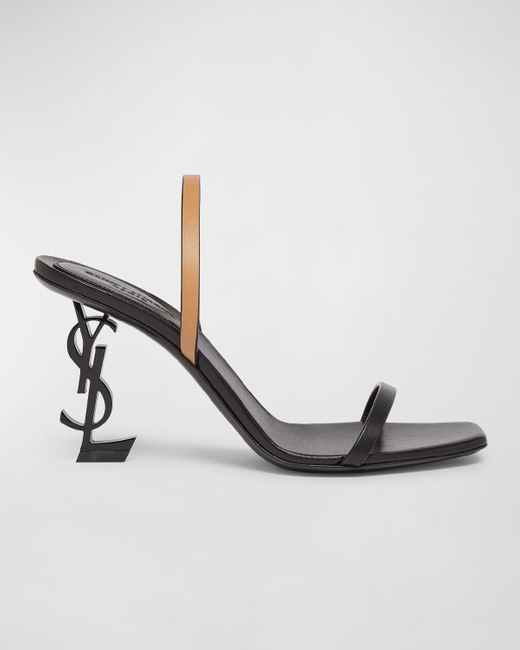 Saint Laurent Opyum Bicolor Ysl Heel Slide Sandals In Metallic Lyst