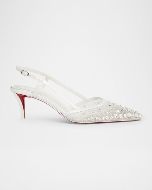 Christian Louboutin Miss Z Sparkling Sole Slingback Pumps in White | Lyst