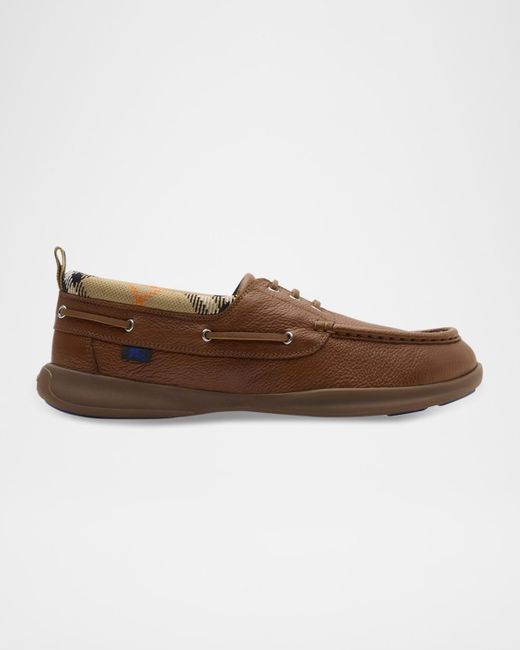 Burberry Decker Leather Boat Shoes in Brown for Men | Lyst