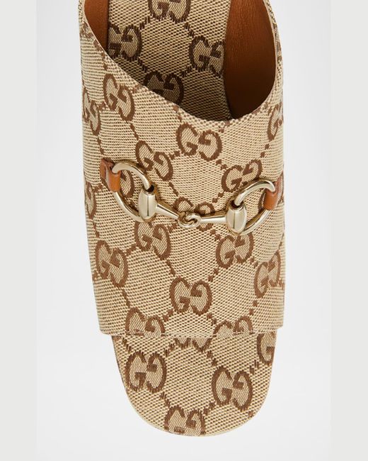 Gucci Carmen Gg Canvas Platform Wedge Sandals in Natural | Lyst