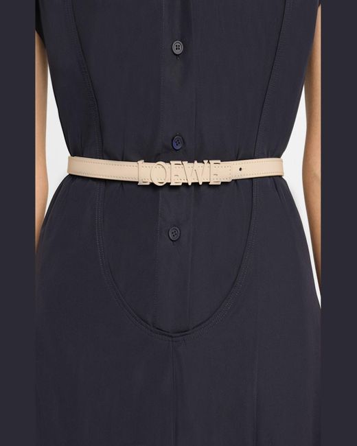 Loewe Logo Lettering Leather Skinny Belt in White | Lyst