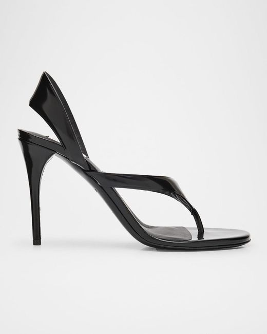 Alaïa Leather Thong Slingback Sandals in Black | Lyst