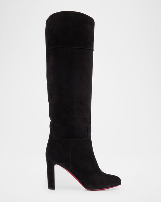 Christian Louboutin Loo Suede Sole Knee Boots in Black | Lyst