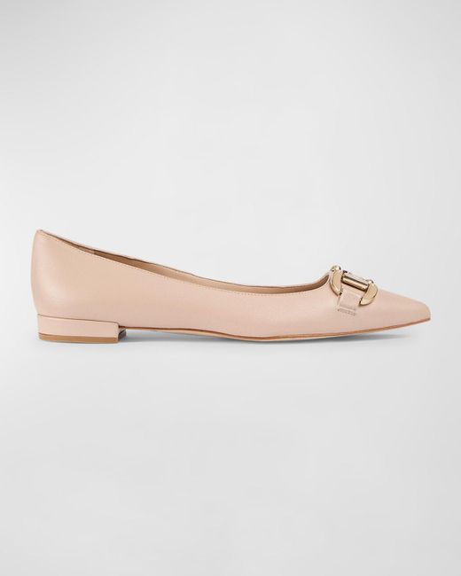 LK Bennett Natalya Leather Bit Ballerina Flats in Natural | Lyst