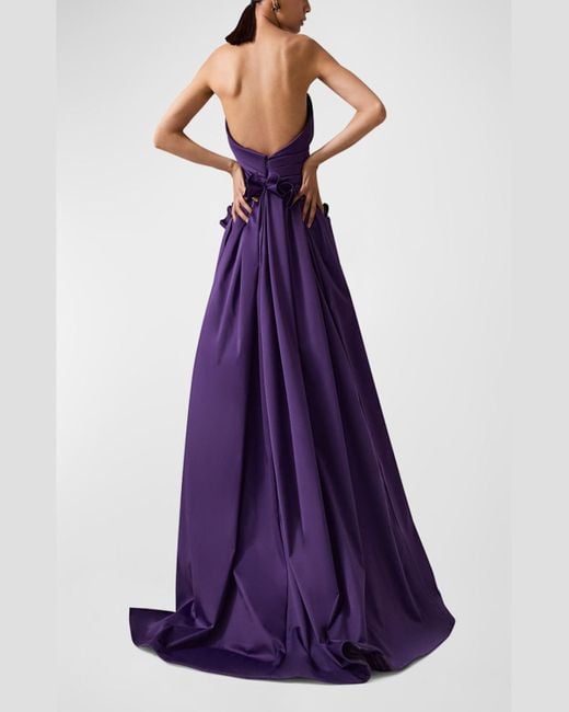 Carolina Herrera Draped Strapless Column Gown With Gathered Overskirt ...