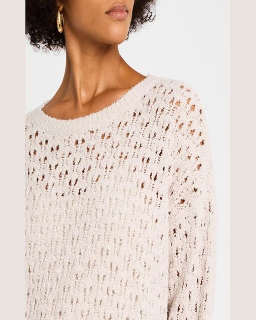 Eileen Fisher Scalloped Lace-Stitch Sweater in Natural | Lyst