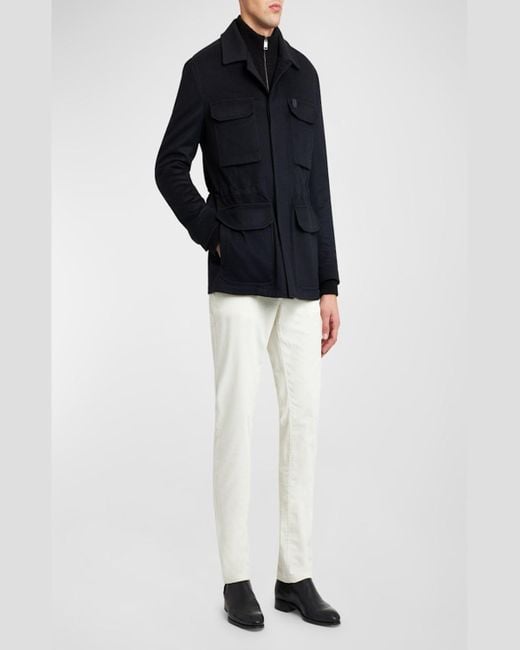 Brioni Sahariana Wool-Cashmere Utility Jacket in Blue for Men | Lyst