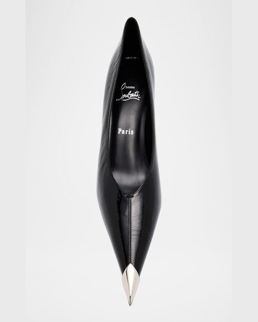 Christian Louboutin Katissima Metal Cap-Toe Leather Pumps in Black | Lyst