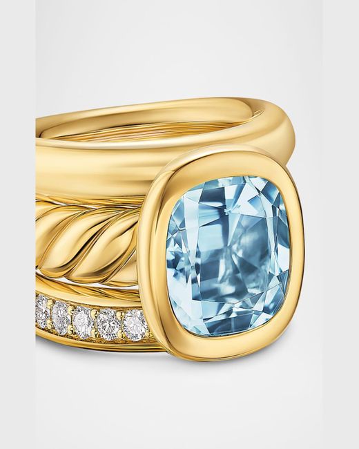 David Yurman Dy Mercer 3 Row Stone Ring With Diamonds in Metallic | Lyst