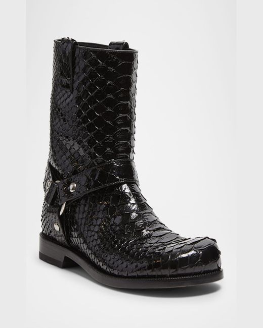 Loewe Campo Python Harness Biker Booties in Black | Lyst