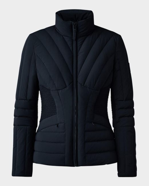Mackage Alma Smocked Light Down Jacket in Blue | Lyst