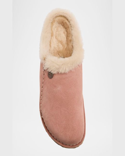 Birkenstock Zermatt Suede Shearling Slipper Mules in Pink | Lyst