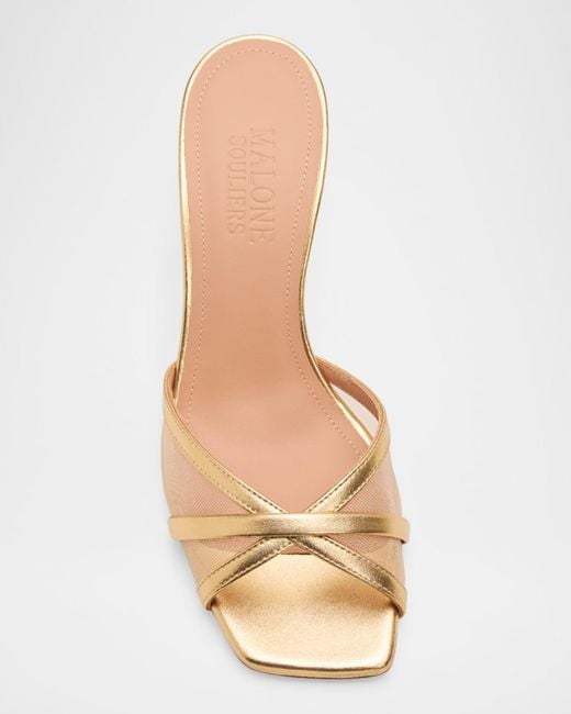 Malone Souliers 70Mm Perla Metallic Leather And Mesh Sandals | Lyst