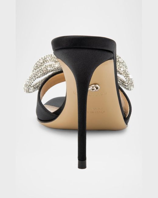 Mach & Mach Double Bow Satin Strass Mule Sandals in Brown | Lyst