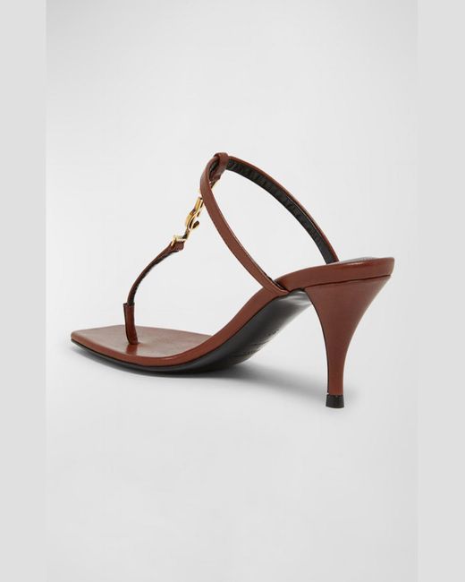 Saint Laurent Cassandra Leather Ysl Thong Mule Sandals In White Lyst