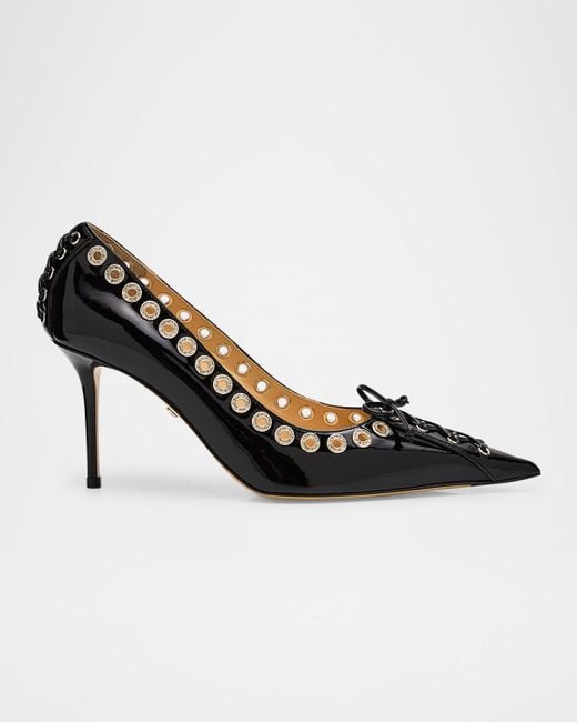Mach & Mach Crystalized Corset Patent Leather Pumps in Black | Lyst