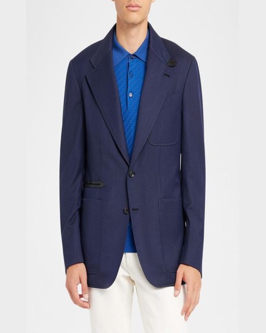 Brioni Wool Single-Breasted Travel Sport Coat in Blue for Men | Lyst