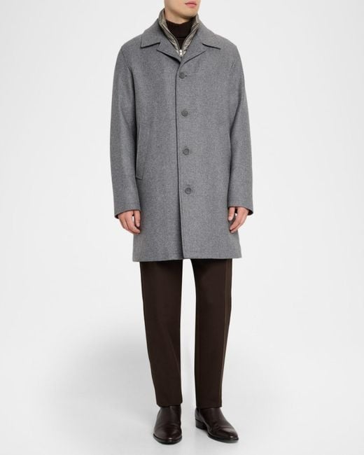 Herno Apos;S Wool Car Coat With Bib in Gray for Men | Lyst