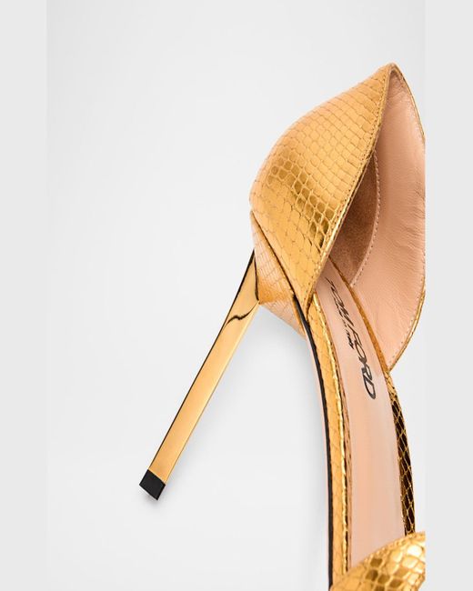 Tom Ford Metallic Python-Embossed Stiletto Sandals | Lyst