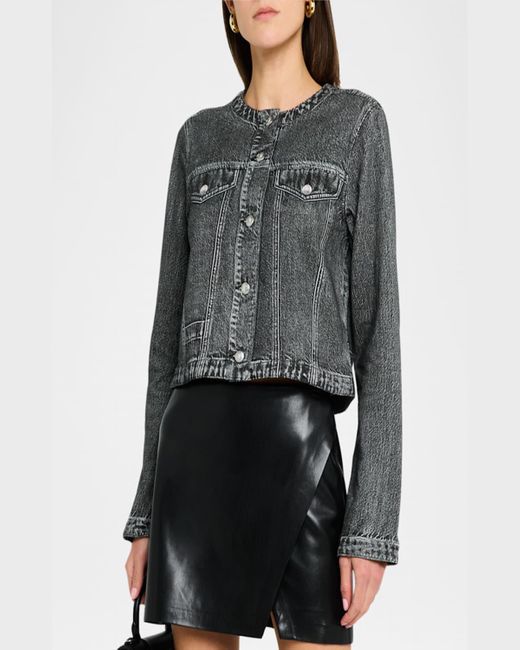 Rag & Bone Cora Collarless Denim Jacket in Black | Lyst