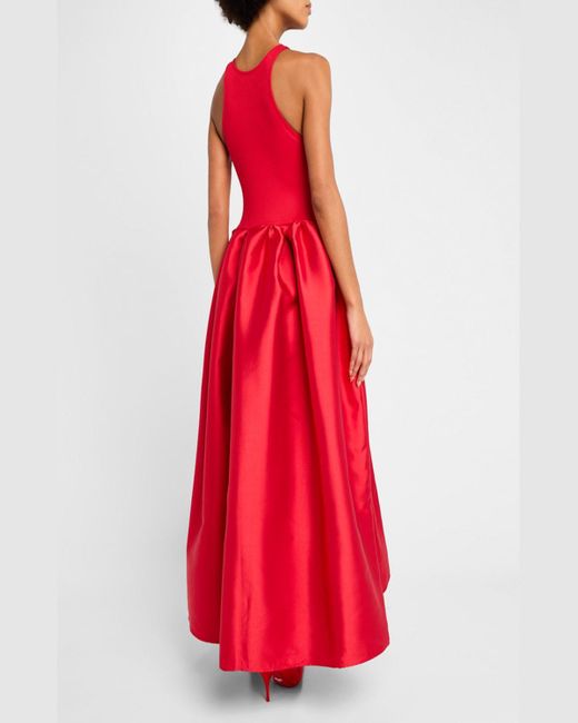 Marques'Almeida Heavy Satin And Rib-Jersey Long Dress in Red | Lyst