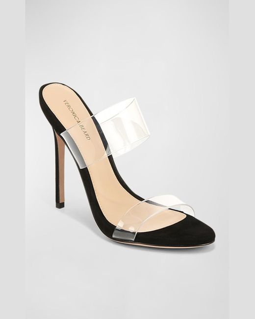 Veronica Beard Asha Transparent Dual-band Slide Sandals in White | Lyst