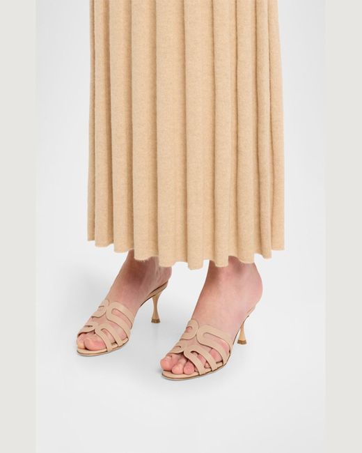 Manolo Blahnik Ahwak Caged Leather Mule Sandals in Natural | Lyst