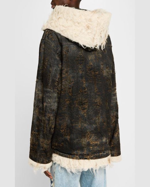 DIESEL Fleece-Lined Coated Jacquard Anorak in Black for Men | Lyst