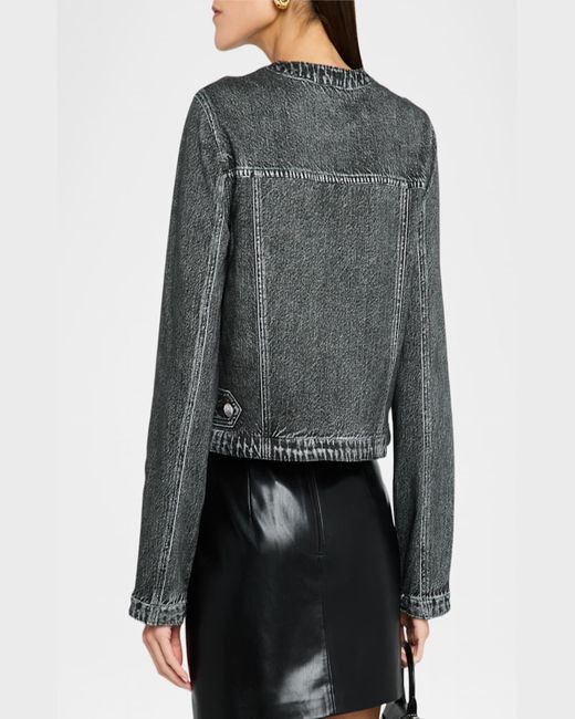 Rag & Bone Cora Collarless Denim Jacket in Black | Lyst