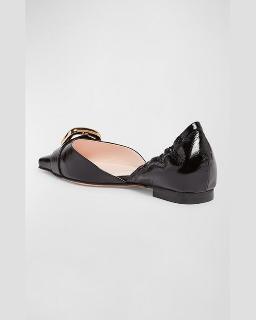 Roger Vivier Patent D'Orsay Buckle Ballerina Flats in Black | Lyst