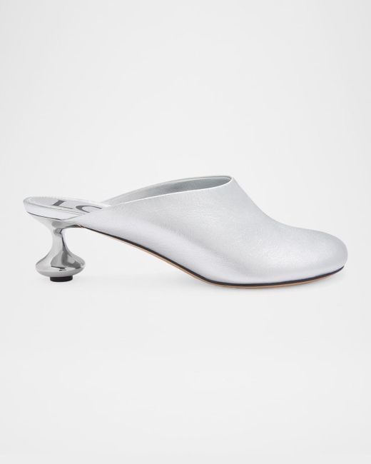 Loewe Toy Metallic Mule Pumps in White | Lyst