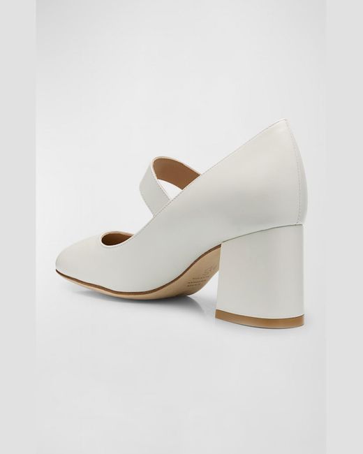 Stuart Weitzman Sloane Calfskin Mary Jane Pumps in White | Lyst
