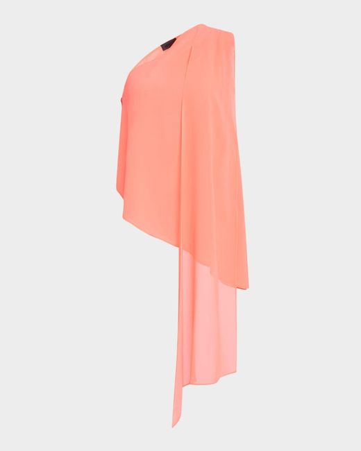LAPOINTE One-Shoulder Georgette Asymmetric Top in Pink | Lyst