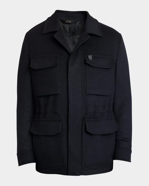 Brioni Sahariana Wool-Cashmere Utility Jacket in Blue for Men | Lyst