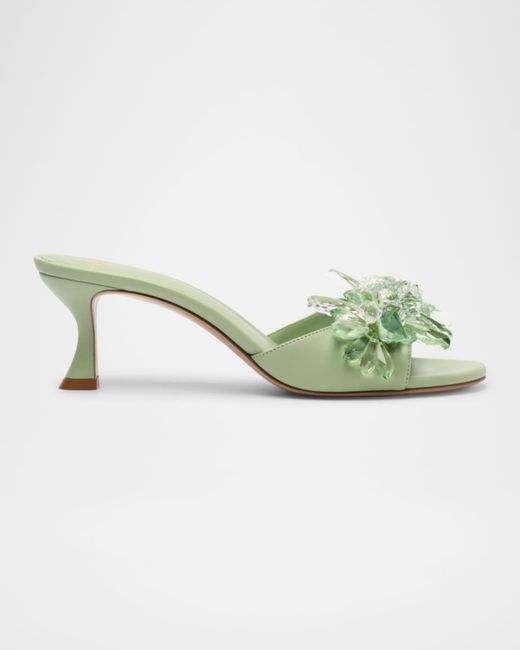 Alexandre Birman Sierra 60 Crystal Kitten Mule Sandals in Green | Lyst