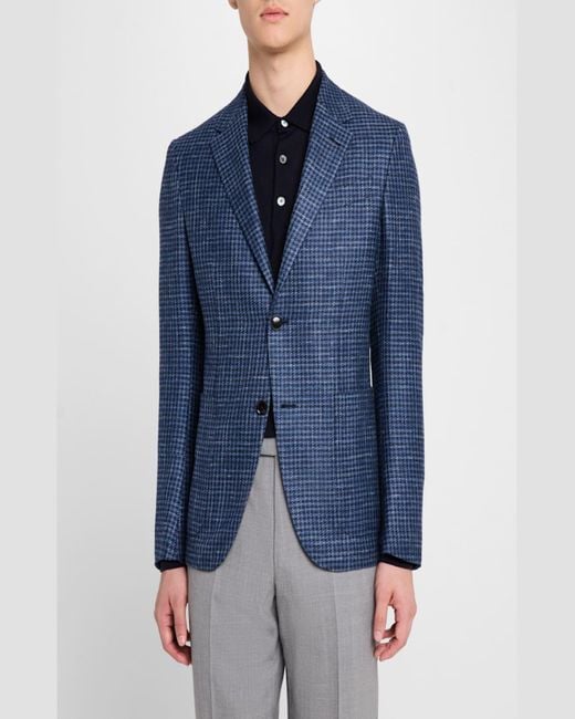 ZEGNA Houndstooth Sport Coat in Blue for Men | Lyst