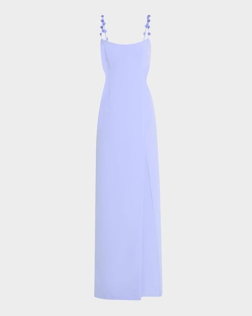 Liv Foster Emma Cutout Floral Applique Column Gown in Blue | Lyst
