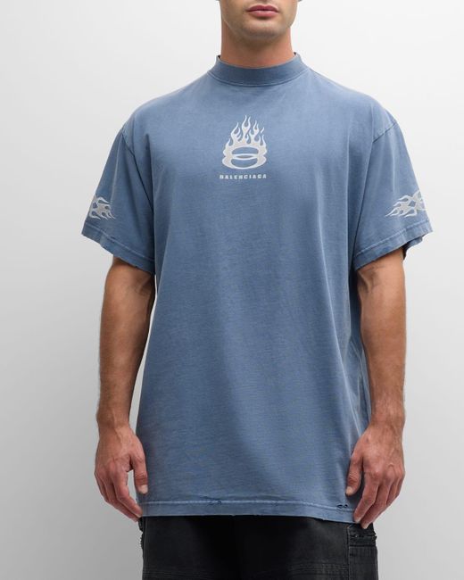 Balenciaga Burning Unity Oversized T-Shirt in Blue for Men | Lyst Balenciaga Burning Unity Oversized T-Shirt in Blue for Men | Lyst