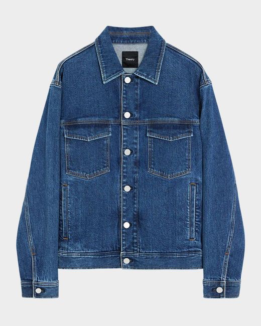 Theory City Denim Trucker Jacket in Blue for Men | Lyst
