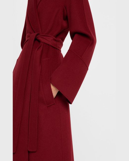 Max Mara Elisa Belted Wool Wrap Coat in Red | Lyst