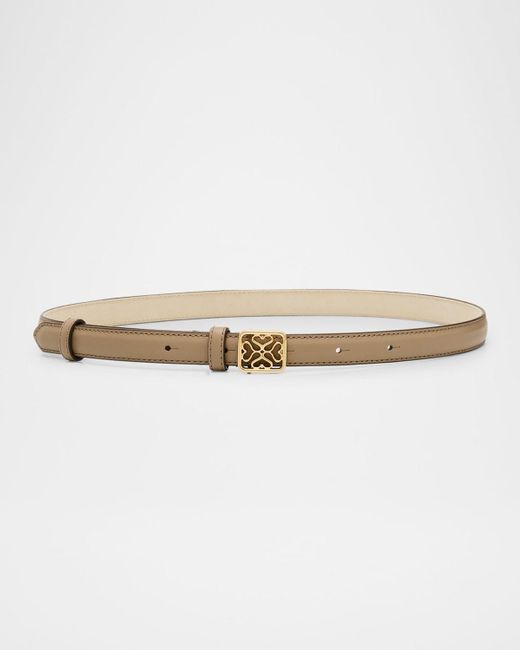 Strathberry Monogram Metal Leather Skinny Belt in Natural | Lyst
