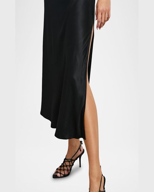 Rails Nat Satin Cowl-Neck Midi Dress in Black | Lyst