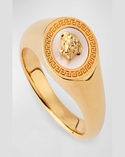 Versace Mother-Of-Pearl Medusa And Greca Ring in Metallic | Lyst