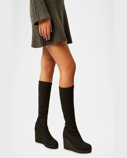La Canadienne Getup Stretch Wedge Knee Boots in Black | Lyst