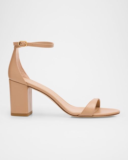 Stuart Weitzman Nudistarc 75Mm Block Sandals in Natural | Lyst