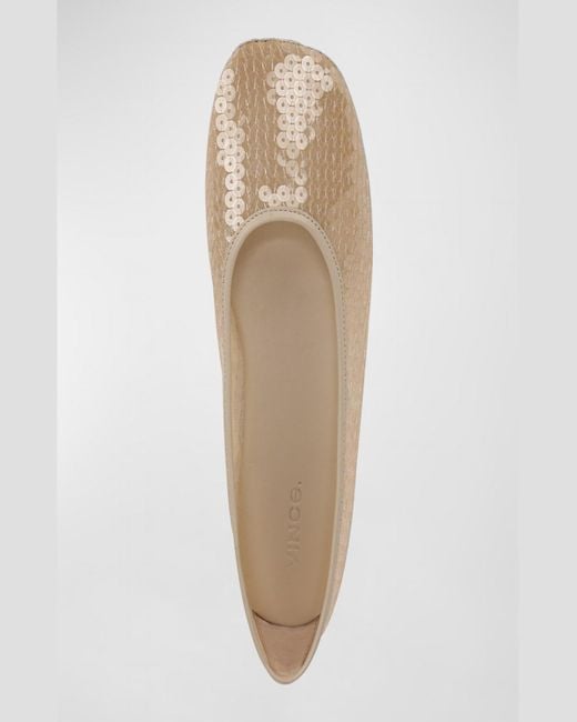 Vince Leah Sequin Ballerina Flats in Natural | Lyst