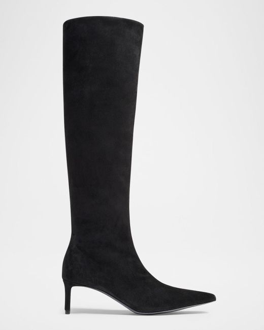 KHAITE Ona Suede Knee-High Boots in Black | Lyst