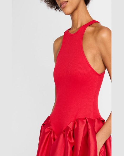 Marques'Almeida Heavy Satin And Rib-Jersey Long Dress in Red | Lyst