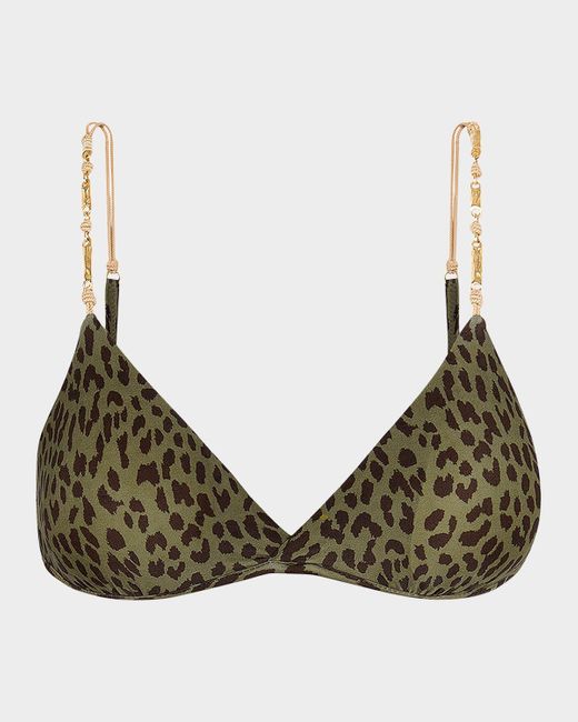 ViX Leopard-Print Bikini Top in Green | Lyst