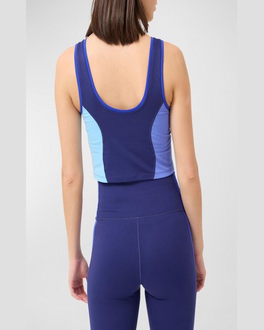 Terez Tlc Princess Seam Colorblock Crop Top in Blue | Lyst